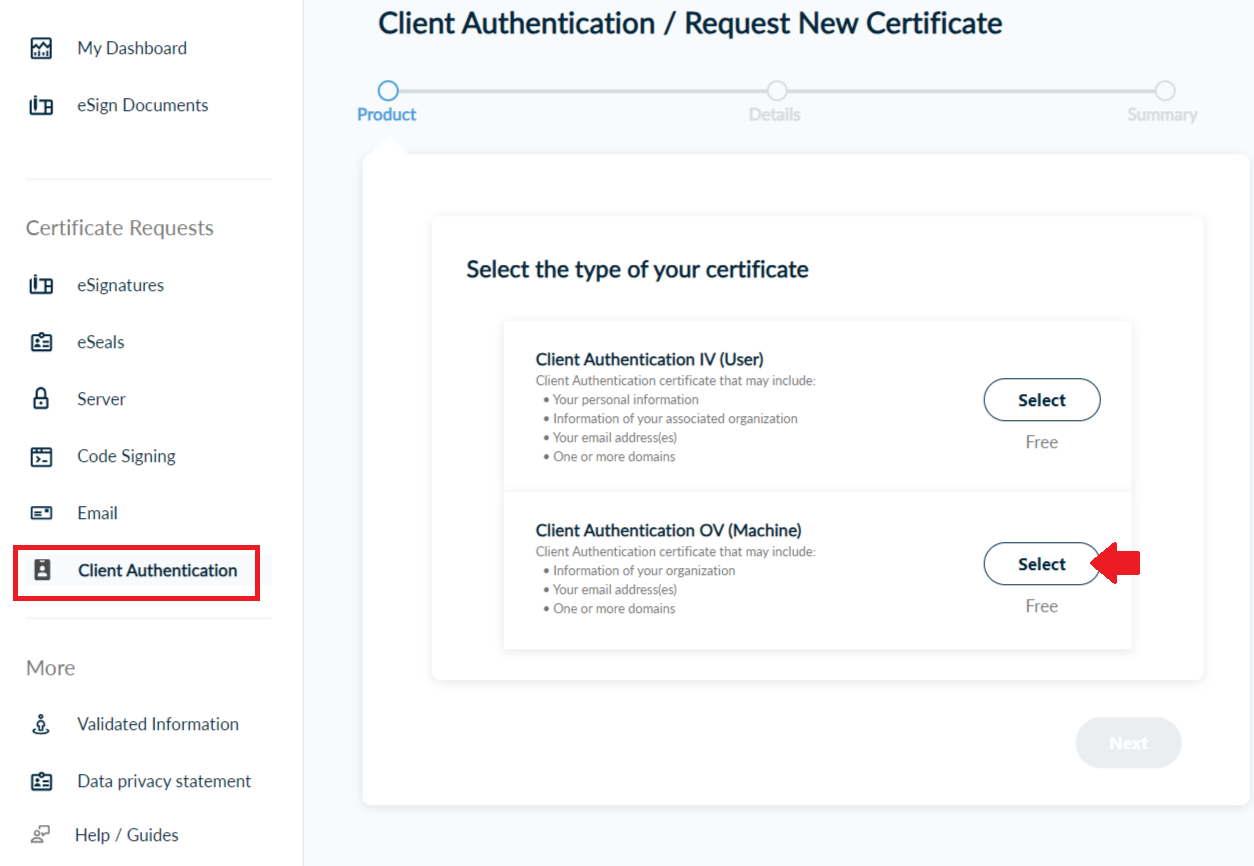 Client Authentication OV (Machine) | HARICA - Guides
