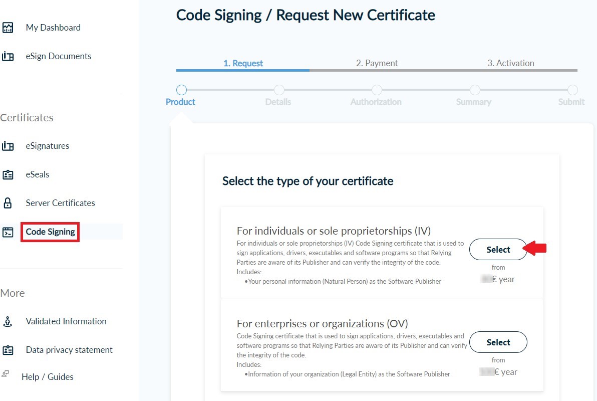 Request for individuals or sole proprietorships (IV) | HARICA - Guides