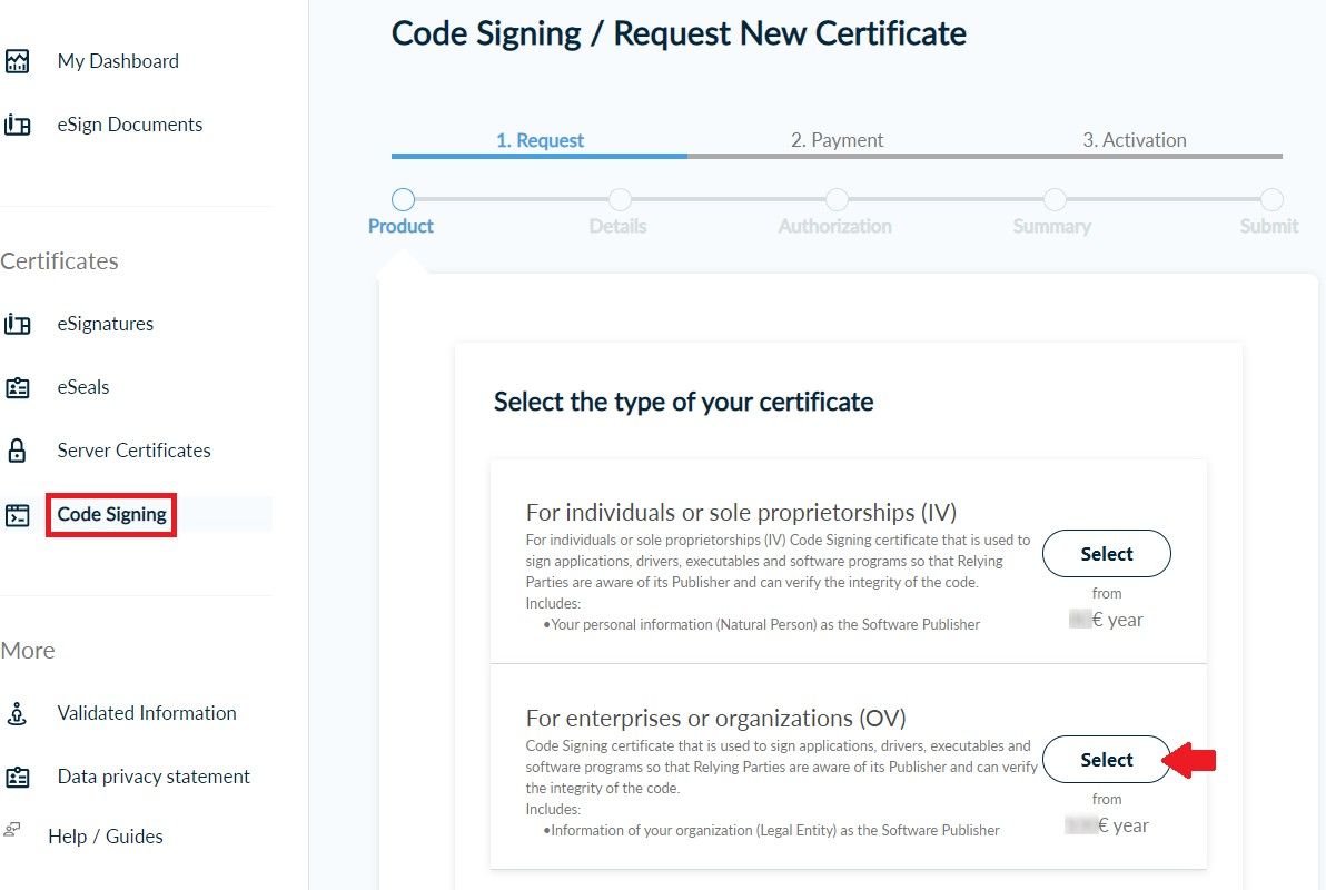 Request for enterprises or organizations (OV) | HARICA - Guides