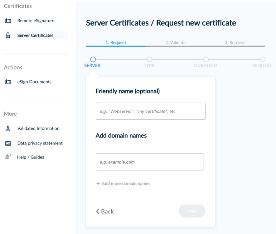 Request for Domain Validated (DV) | HARICA - Guides