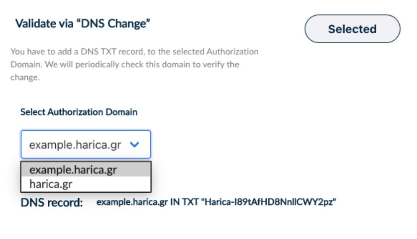 Request for Domain Validated (DV) | HARICA - Guides